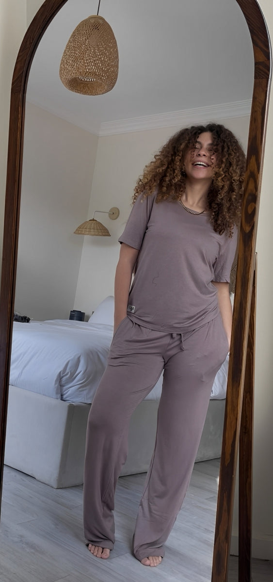 Women summer pajama set Choco shirt + Pants – Snuggs Egypt