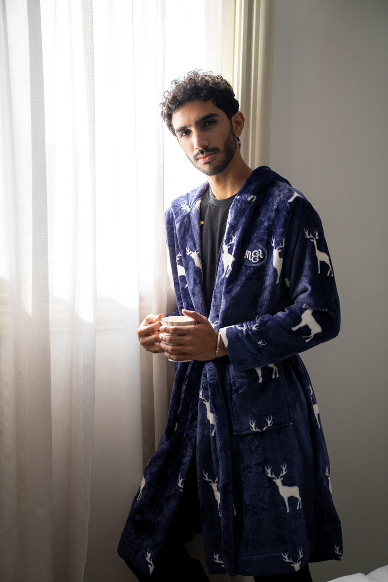 Snuggs Robe Reindeer Dark Blue – Snuggs Egypt
