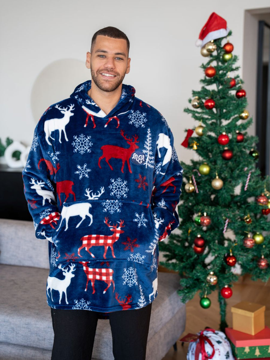 Snuggs Blanket Hoodie Dark Blue Deer – Snuggs Egypt