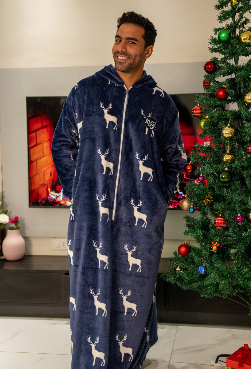 Snuggs Wearable Blanket Monk Dark Blue Reindeer – Snuggs Egypt