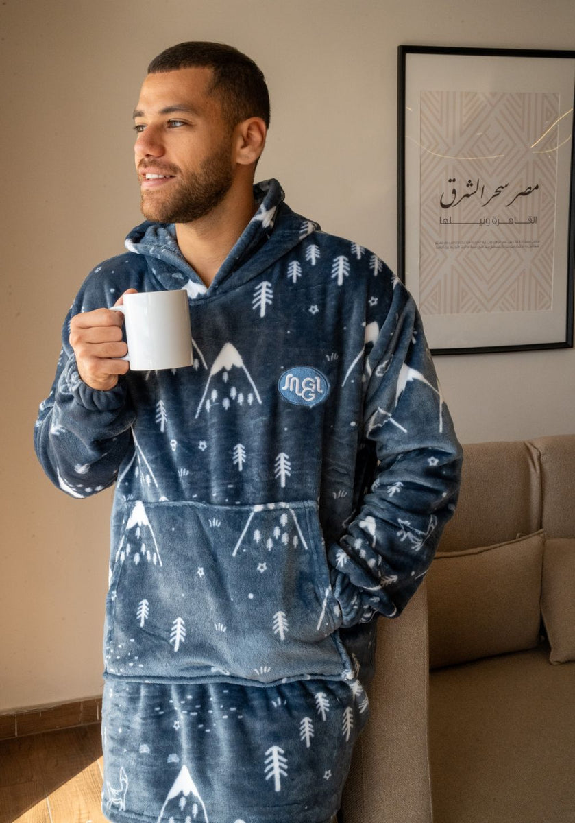 Snuggs Blanket Hoodie Snow Mountains Dark Blue – Snuggs Egypt