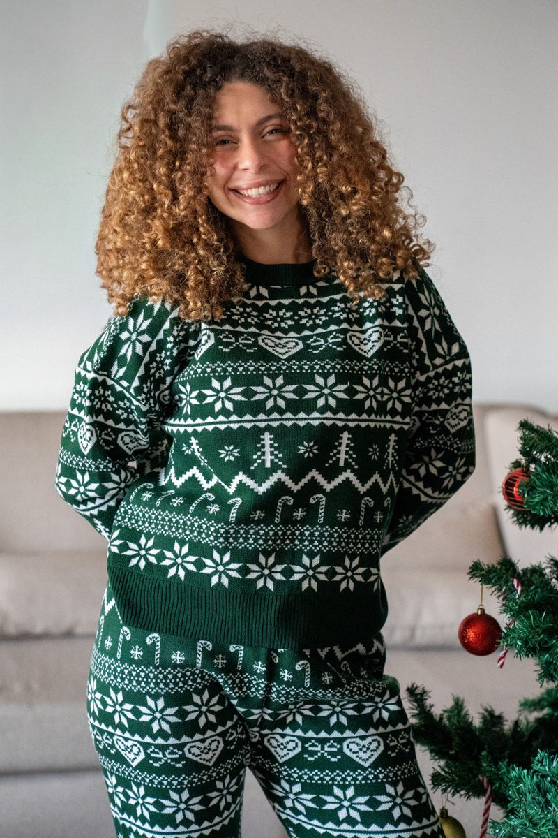 Snuggs women winter Knit pajama Dark Green – Snuggs Egypt