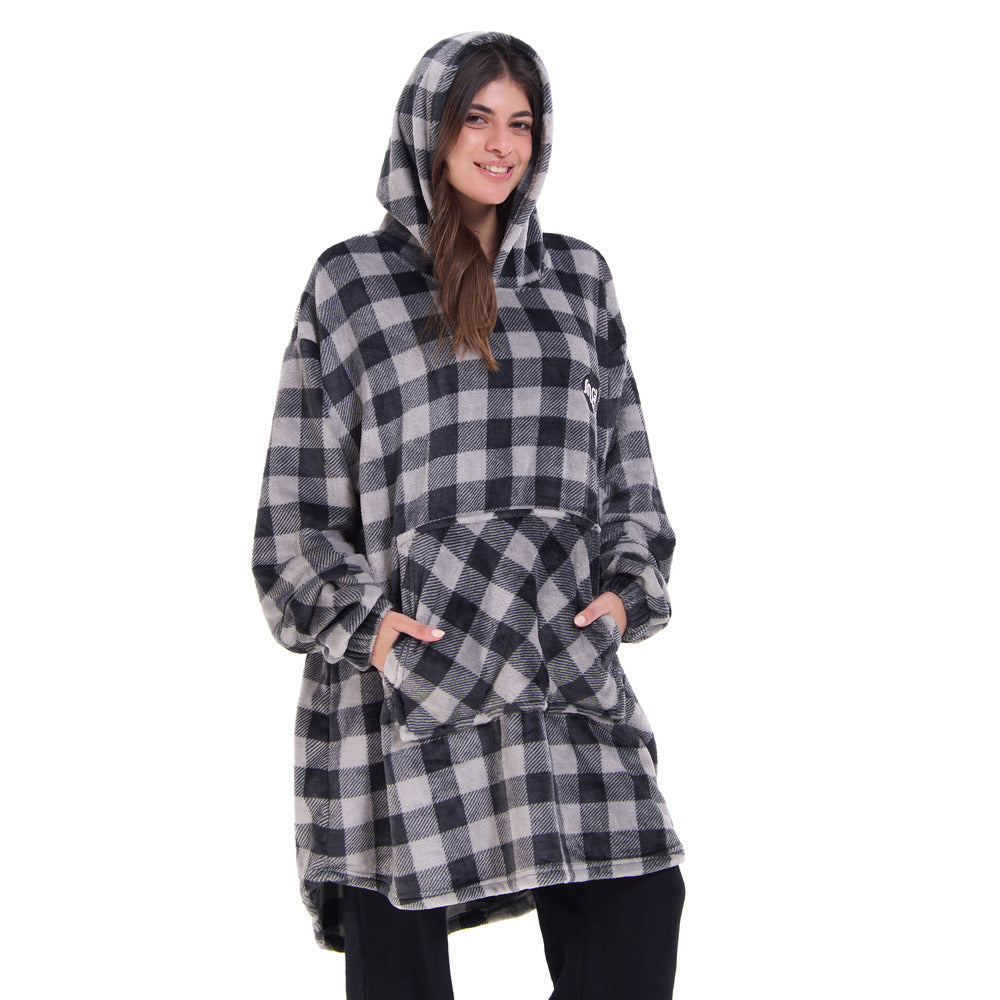 Snuggs Blanket Hoodie Checkered Grey – Snuggs Egypt