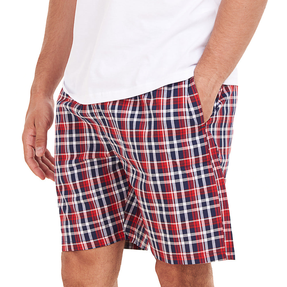 Men summer Dark Blue x Red Checkered shorts – Snuggs Egypt