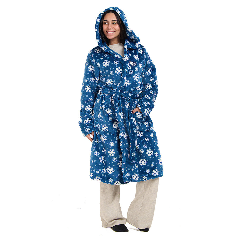 Snuggs Blanket Robe Petroleum Snowflakes – Snuggs Egypt