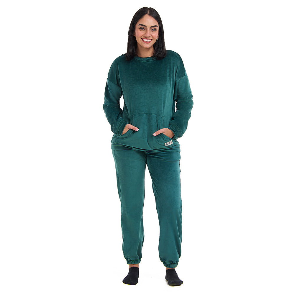 Snuggs women winter pajama Dark Green Set – Snuggs Egypt