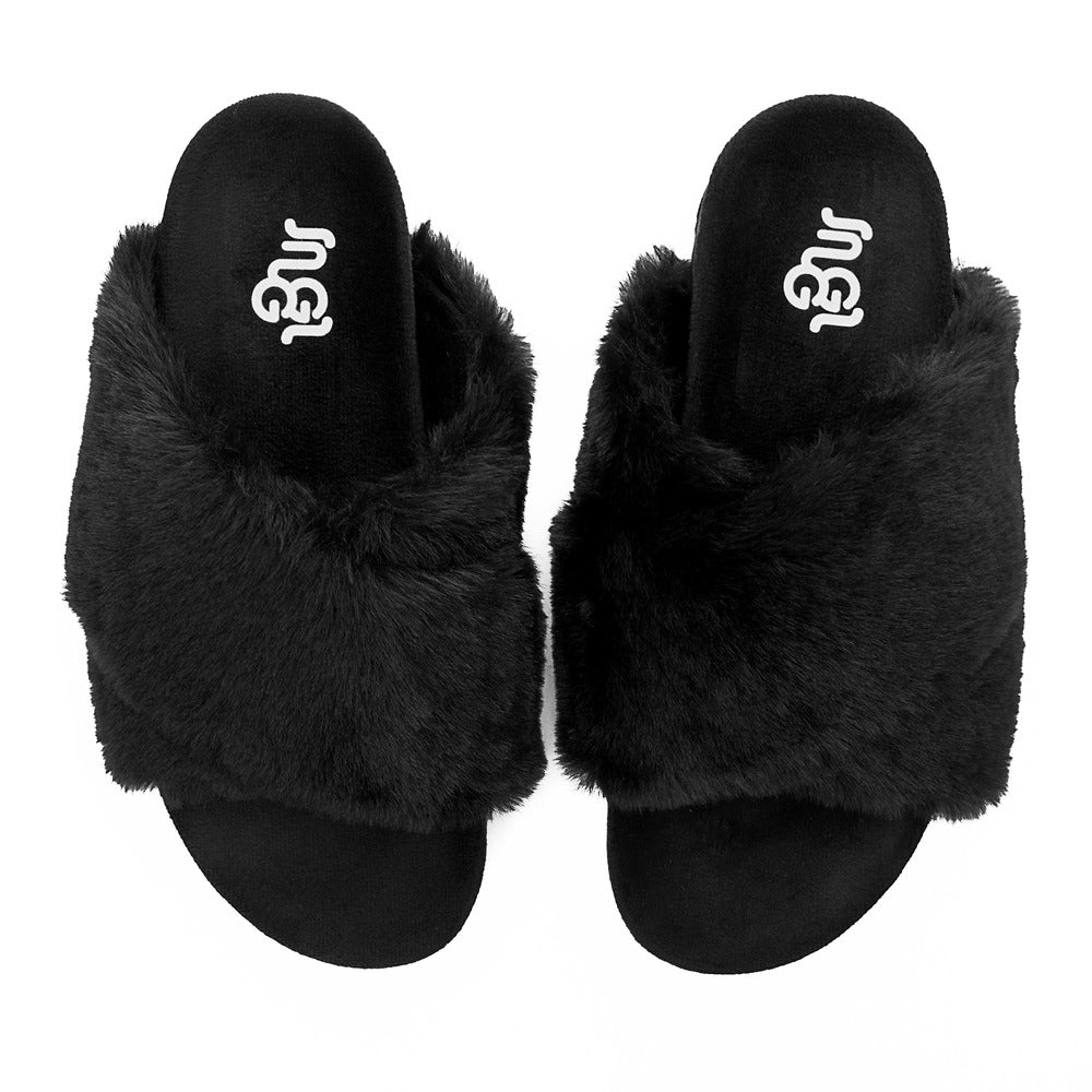 Snuggs Fuzzy crossover Slipper Black – Snuggs Egypt